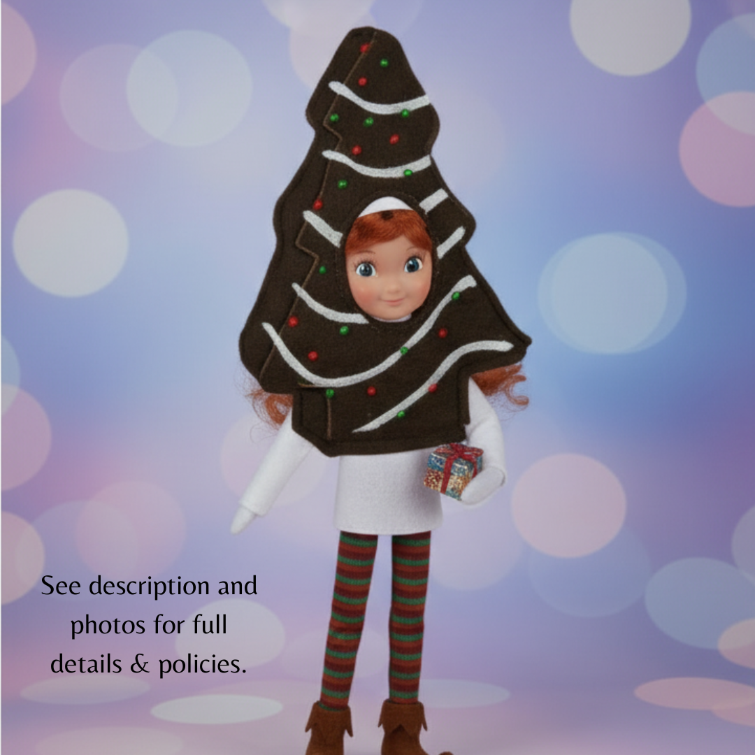 Chocolate Christmas Tree Cake Elf Costume – Handmade Holiday Elf Outfit ...